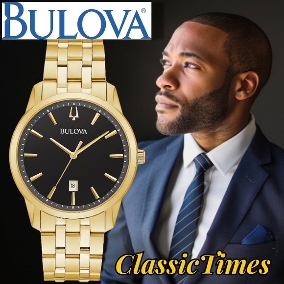 Bulova | Accessories | Brand New Bulova Sutton Quartz Black Dial Gold ...
